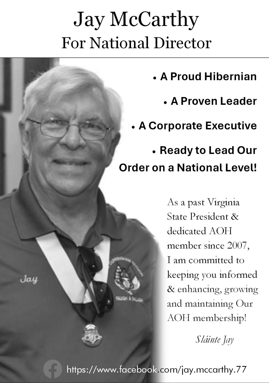 Jay McCarthy For National Director – AOH Virginia State Board